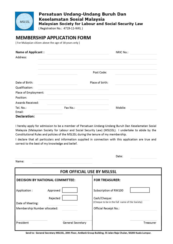 Members Application – MSLSSL